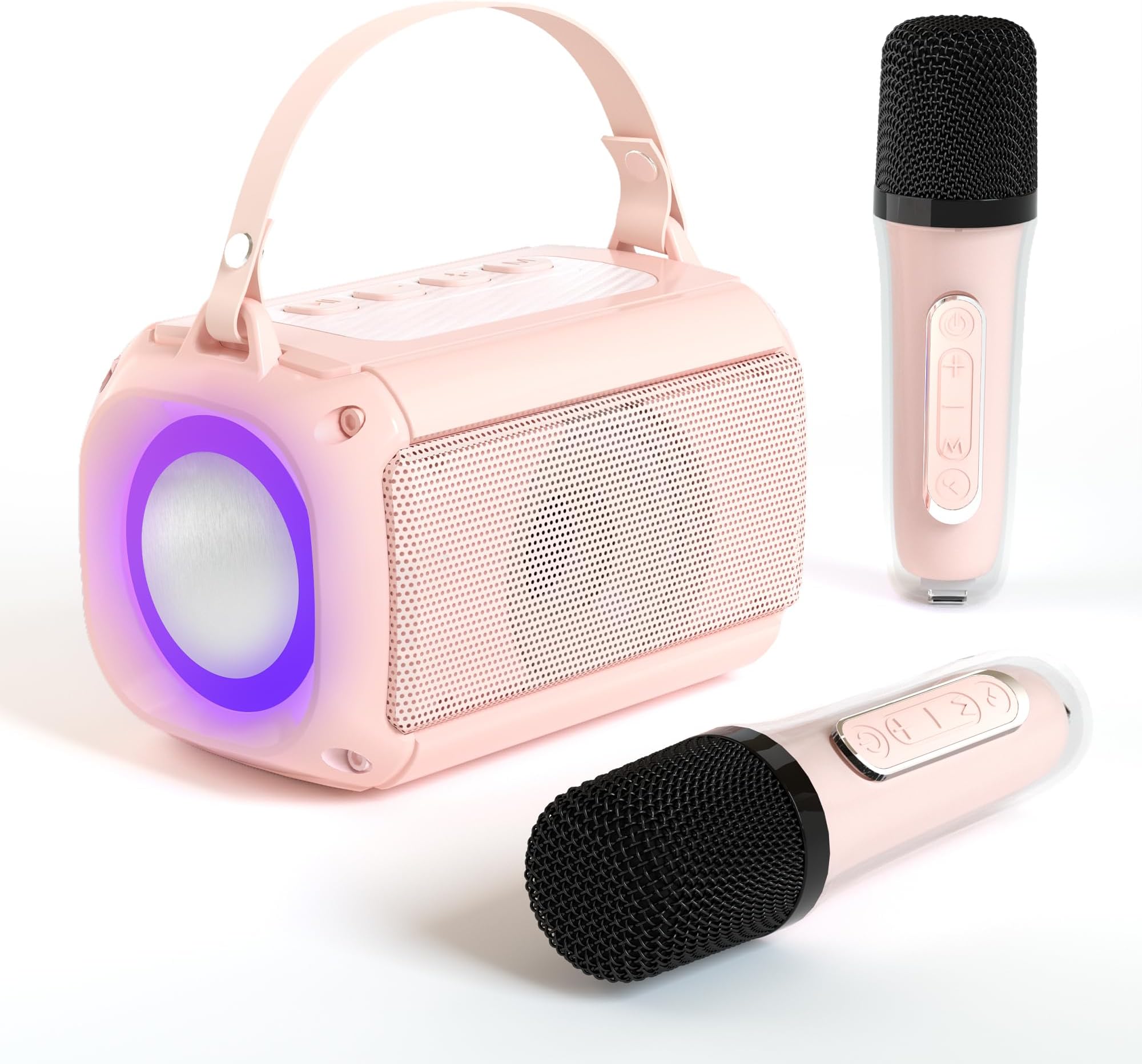 Amazon.com: Mini Karaoke Machine with 2 Wireless Microphones Bluetooth ...