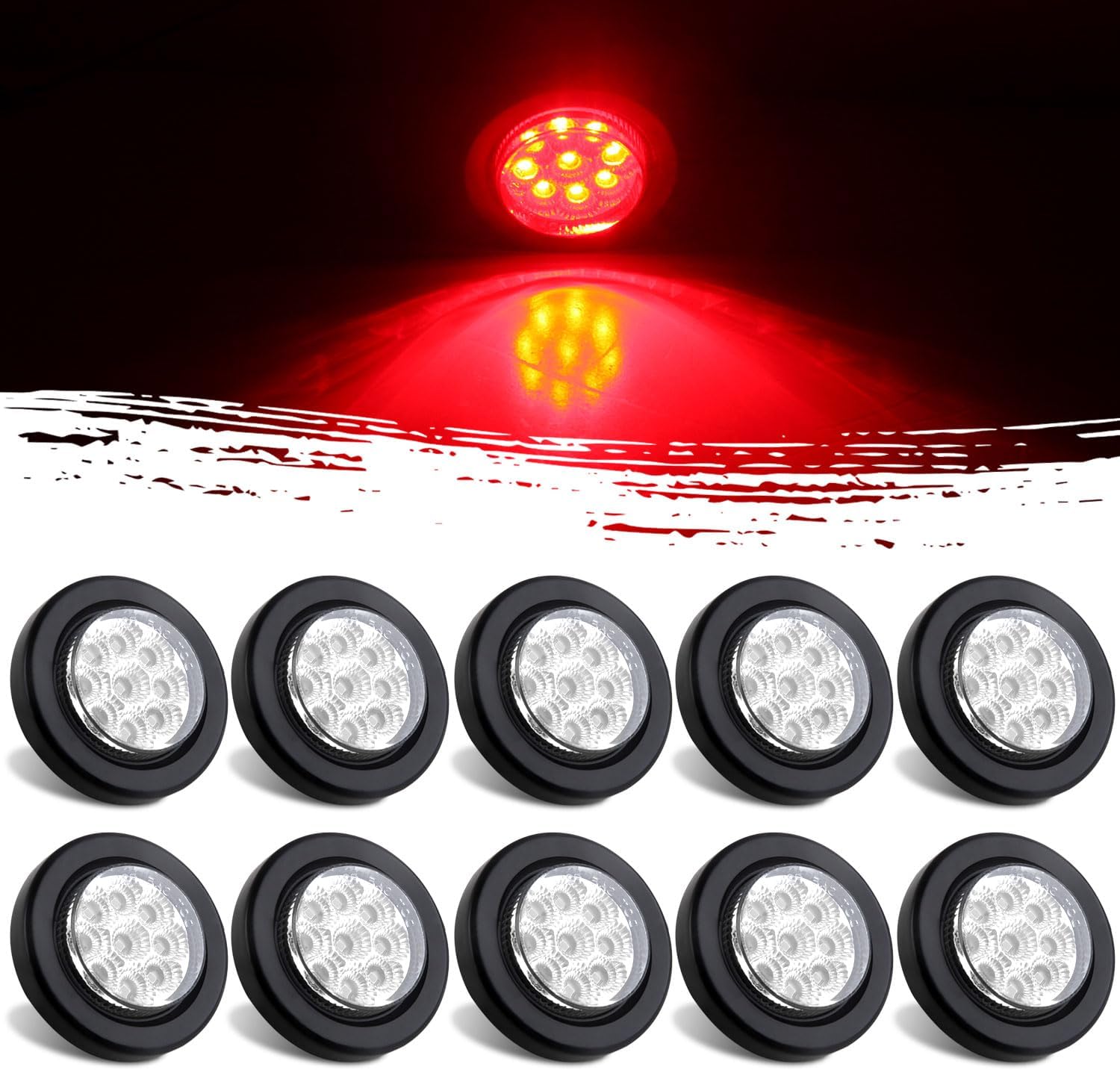 Amazon.com: 10Pcs 2" Inch Round Red Led Trailer Side Marker Clearance ...