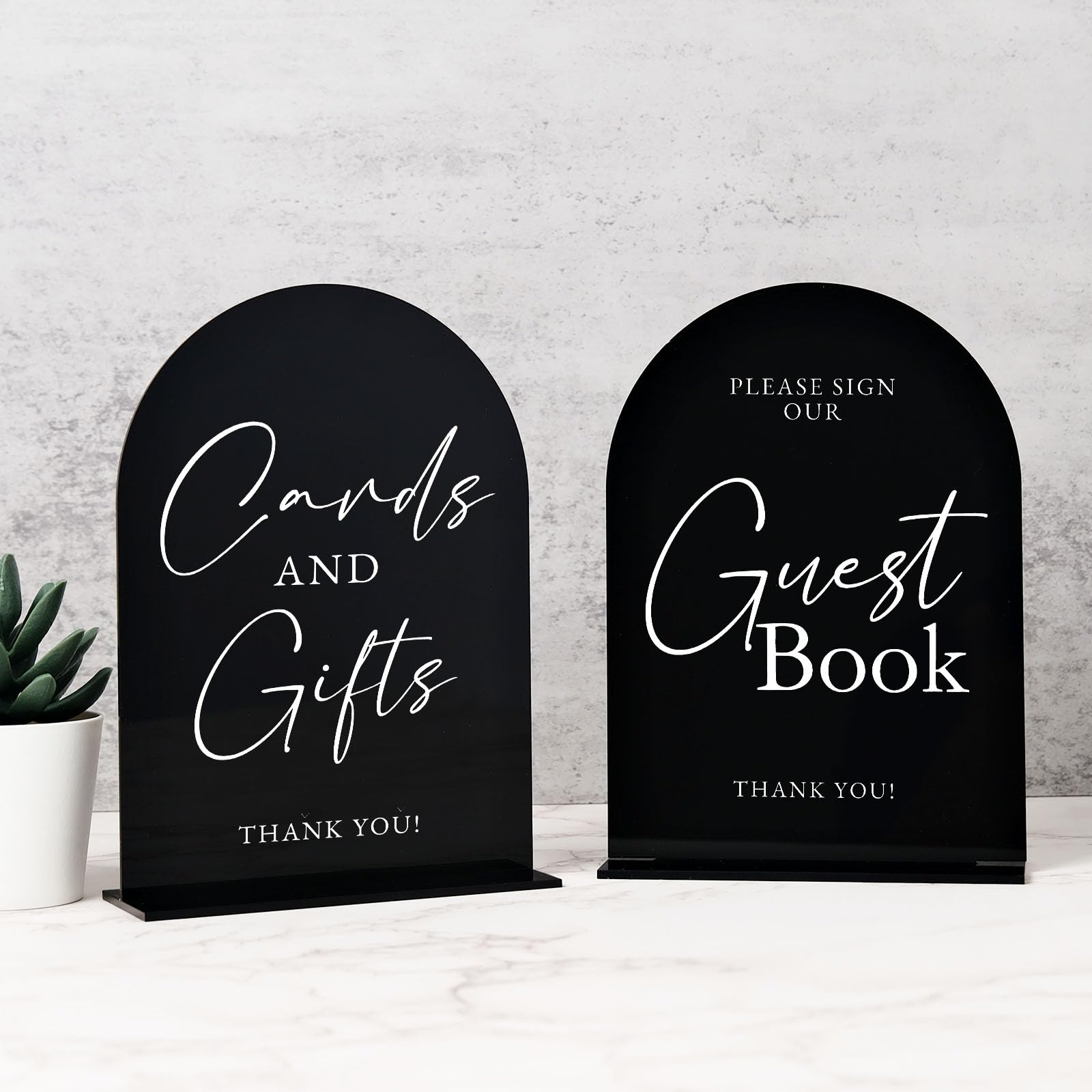Snapklik.com : Set Of 2 Black Acrylic Wedding Signs For Reception, 5"x7 ...