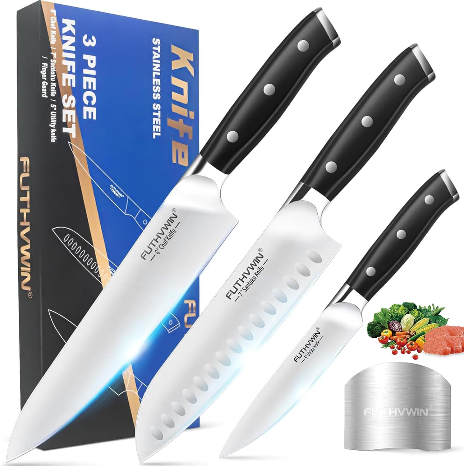 Amazon.com: FUTHVWIN Chef Knife Ultra Sharp Kitchen Knife Set 3-Piece ...
