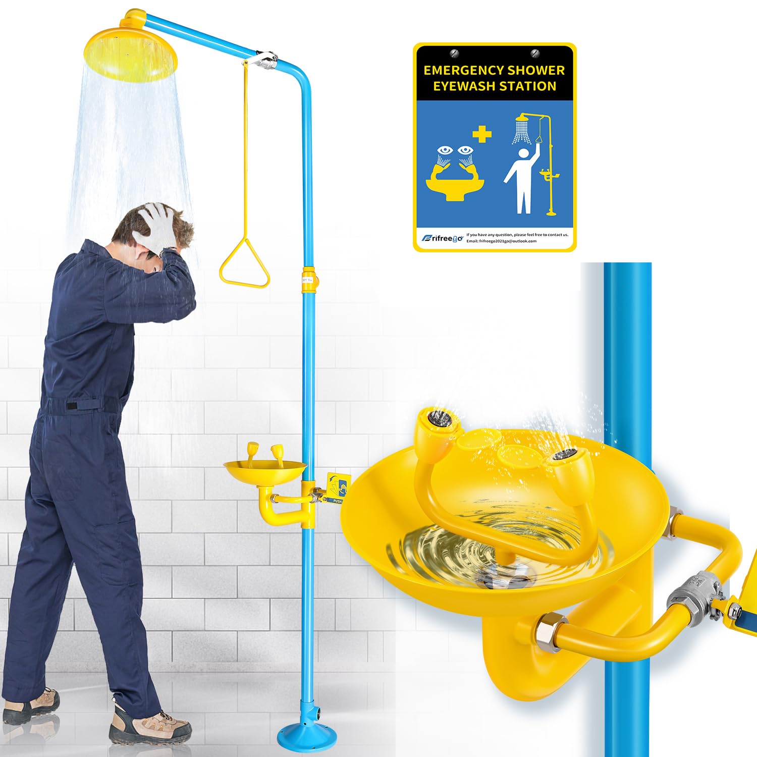 Buy Emergency Shower Eye Wash Station Combination Eyewash Shower ...