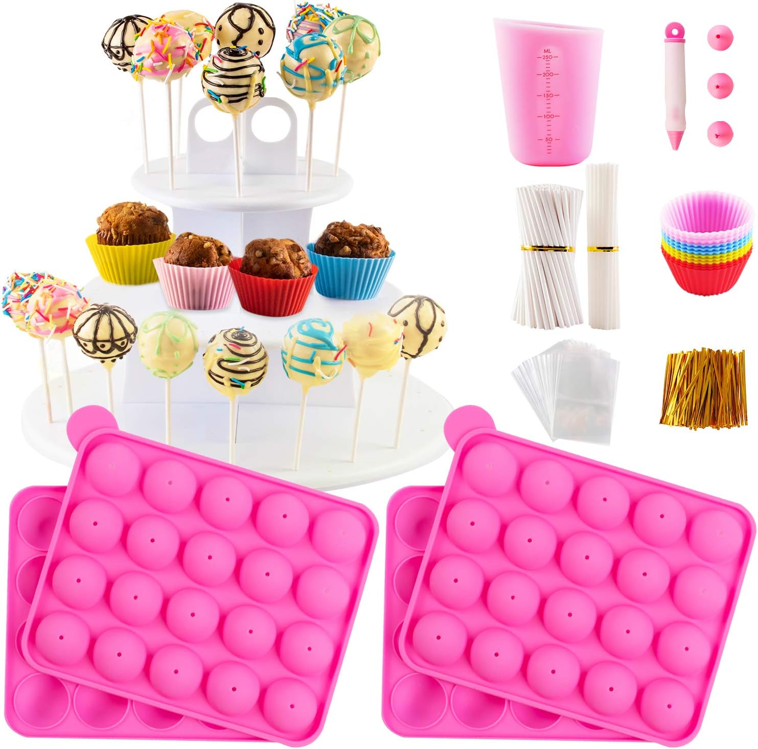 Amazon.com: Z ZICOME 20 Cavity Silicone Pink Lolly Pop Party Cupcake ...