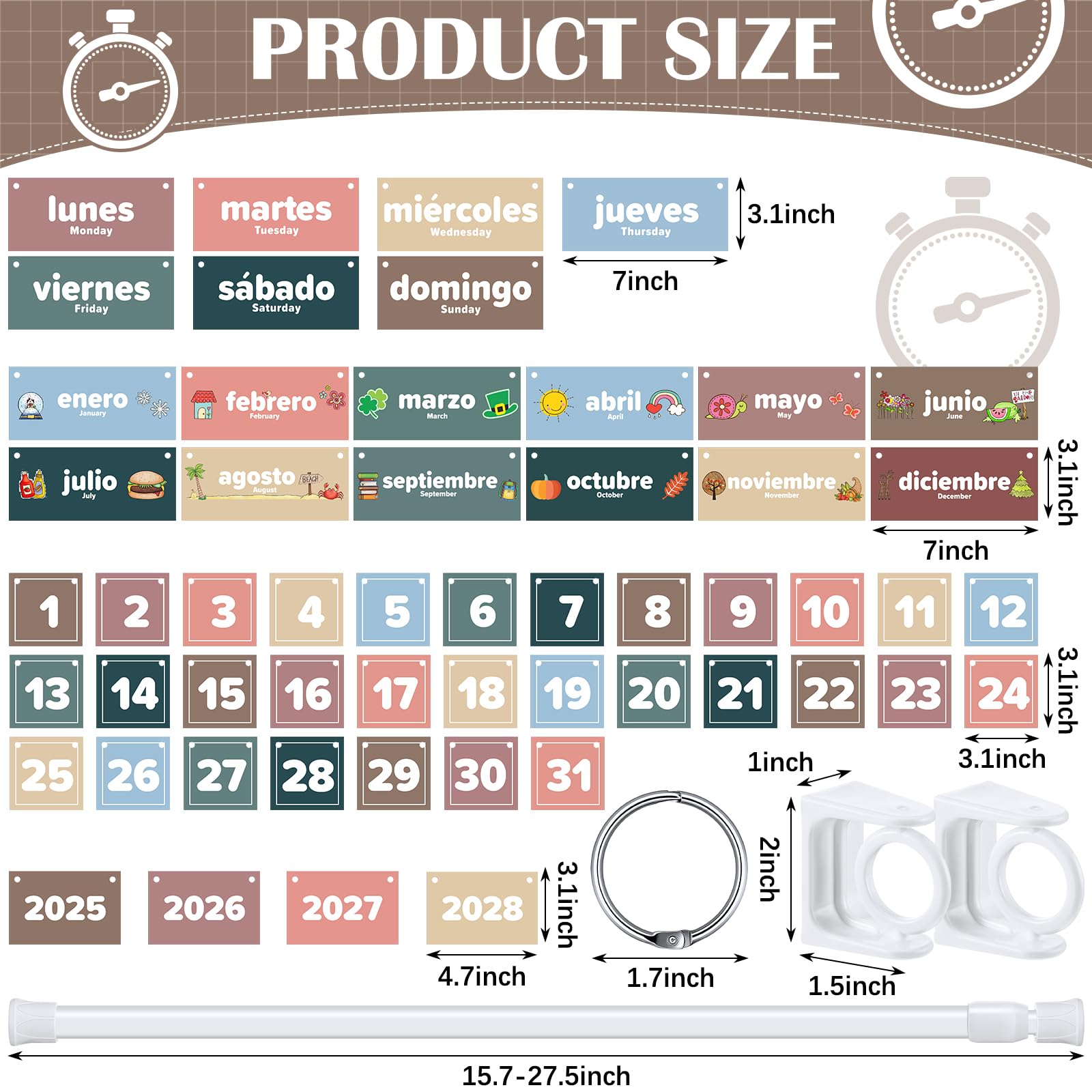 Snapklik.com : Kosiz Spanish Classroom Calendar Calendario Espanol ...