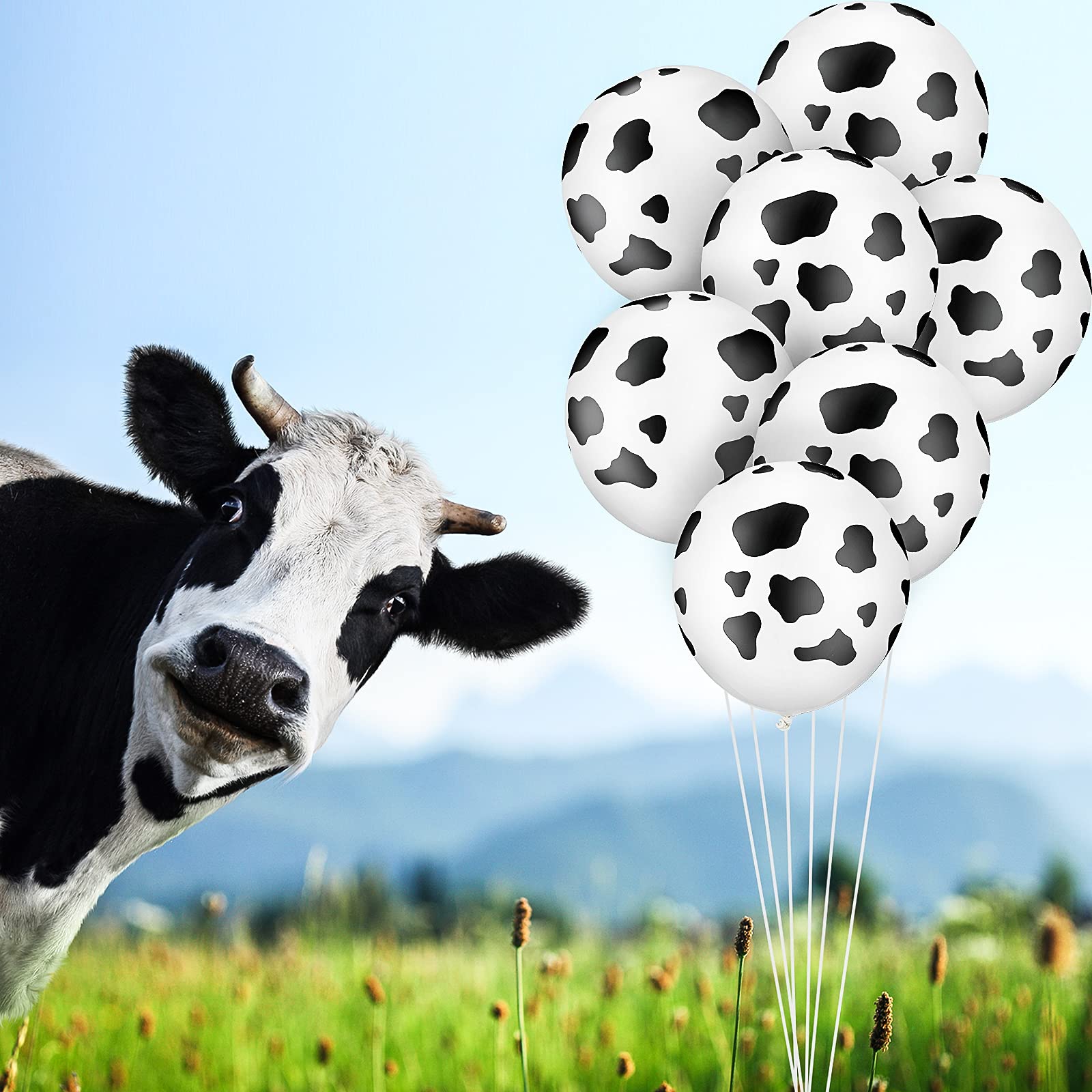 Snapklik.com : 20 Pieces Cow Balloons Latex Balloons Funny Print Cow ...