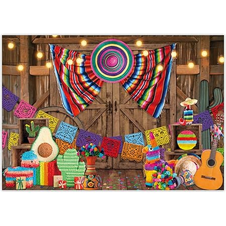Amazon.com : SENDY 8x6ft Mexican Fiesta Theme Backdrop Cinco De Mayo ...