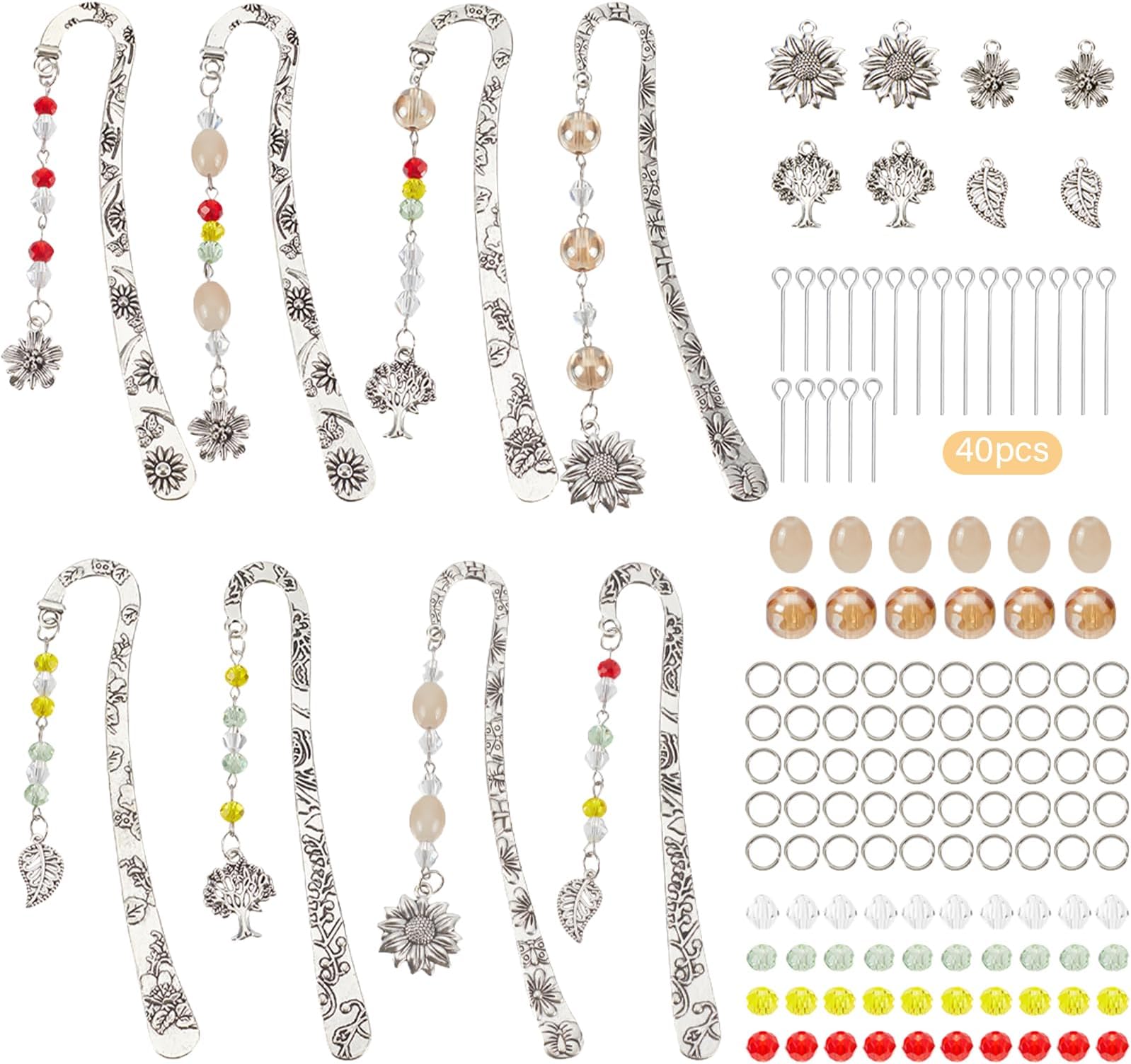 Amazon.com: FREEBLOSS 8 Set Metal Flower Hook Bookmarks Kit Silver ...