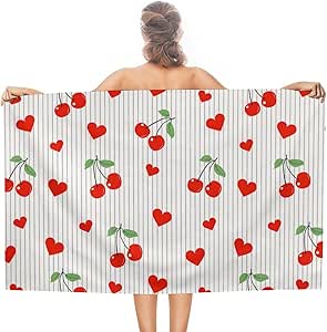 Amazon.com: TICKPOT Cherry Red Berry Beach Towels for Women Men Girls ...