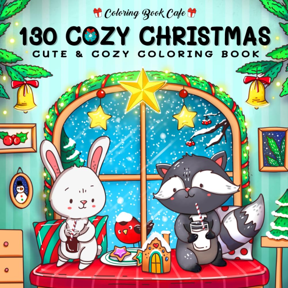 Amazon.com: 130 Cozy Christmas: Cute and Cozy Coloring Book for Adults ...