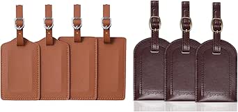 Amazon.com | Vigorport Luggage Tag, 3 Pack Premium PU Leahter Luggage Tags, 4 Pack Bag Suitcase ...