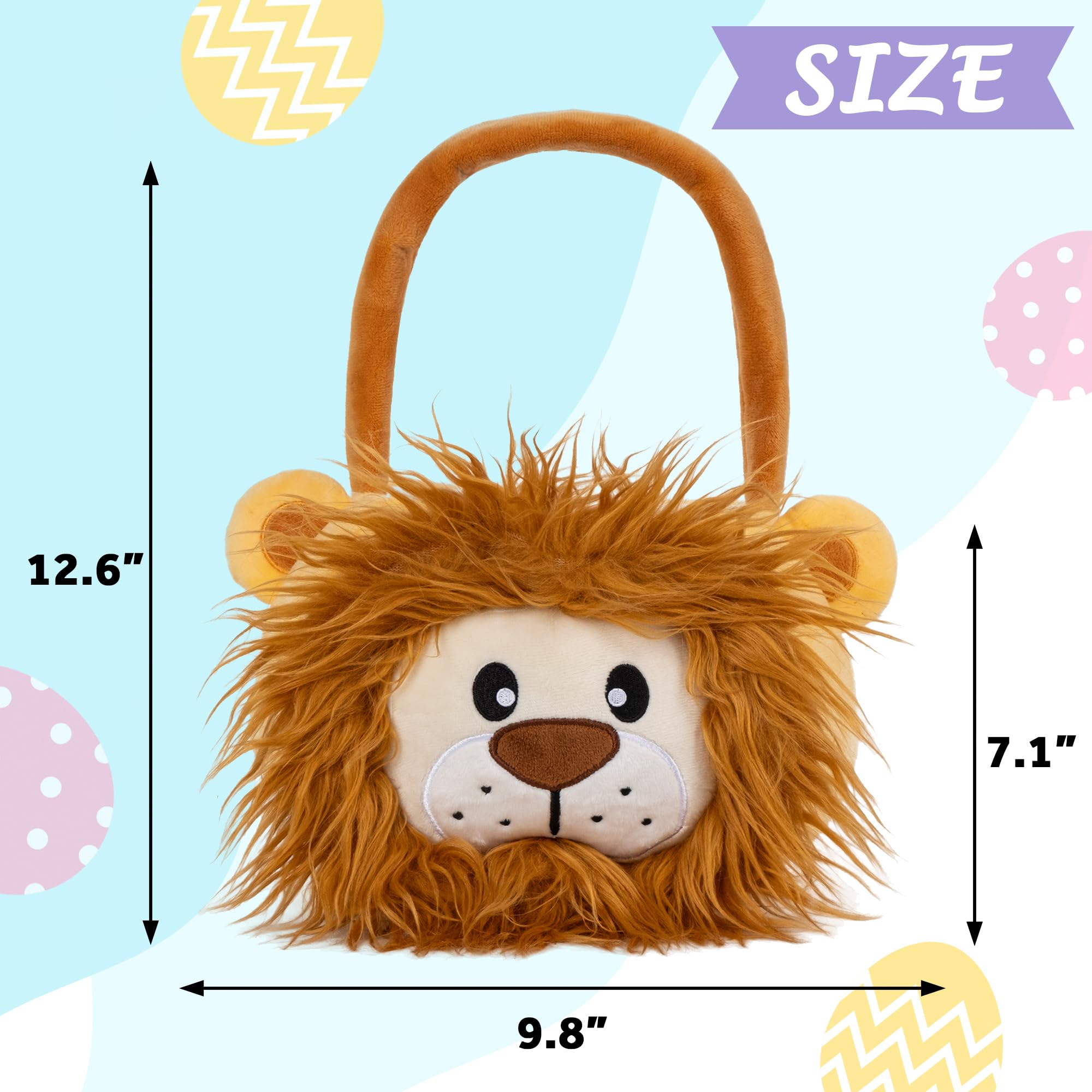 Snapklik.com : Lion Easter Basket For Kids, Cute Plush Empty Bucket
