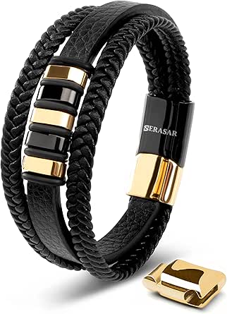 SERASAR Gold Bracelets for Men 17cm Gold Bracelet GiftBox Genuine ...