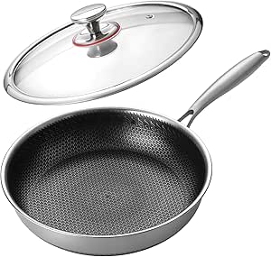Amazon.com: Non Stick Frying Pan with lid, 12 inch Stainless Steel Pan ...