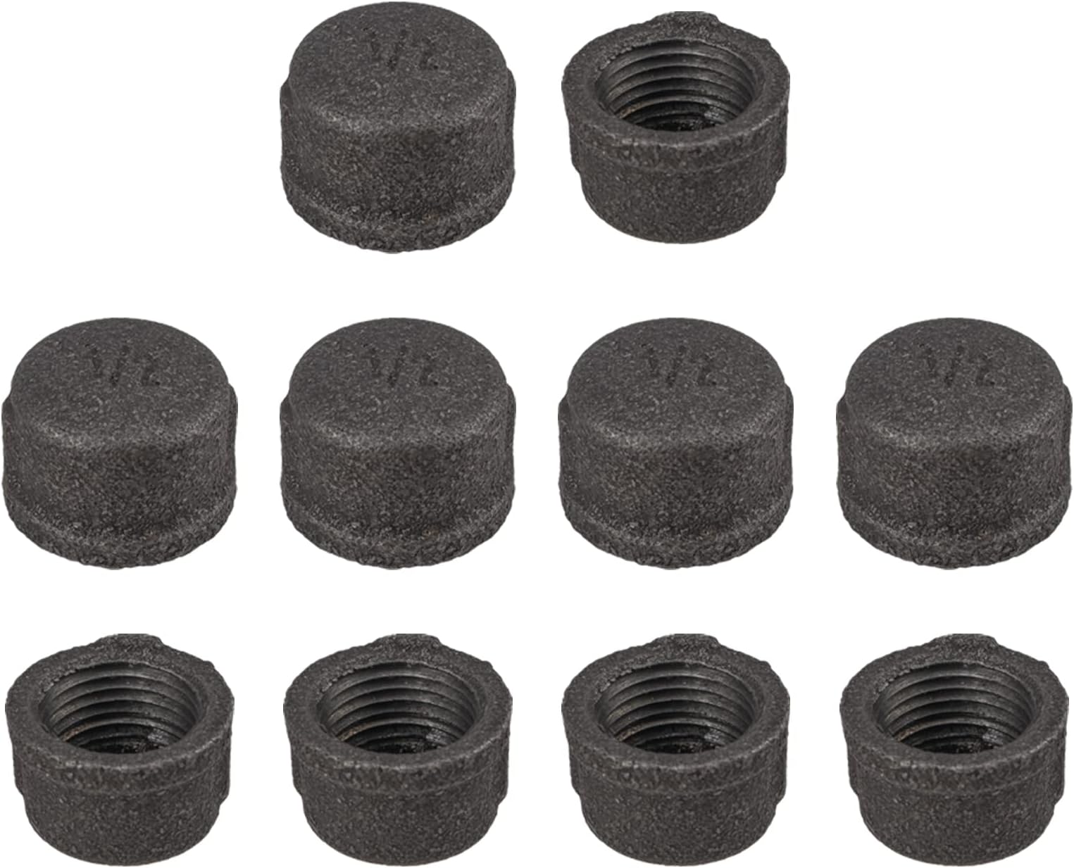 Carbbia Pack of 10 Malleable Iron Cast Pipe Fitting Cap Caps 1/2" Inch ...