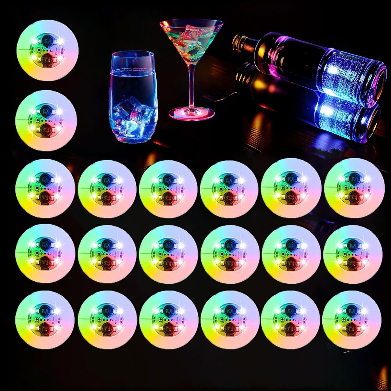 Amazon.com: LED Coaster, 30 Pack Colorful Light Up Coasters for Drinks ...