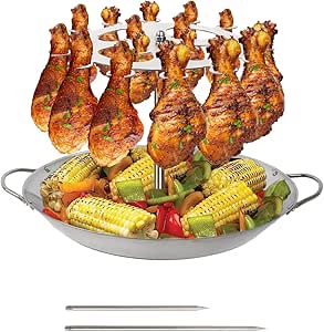 Amazon.com : Chicken Grill Rack with Drip Pan, Removable Stainless ...