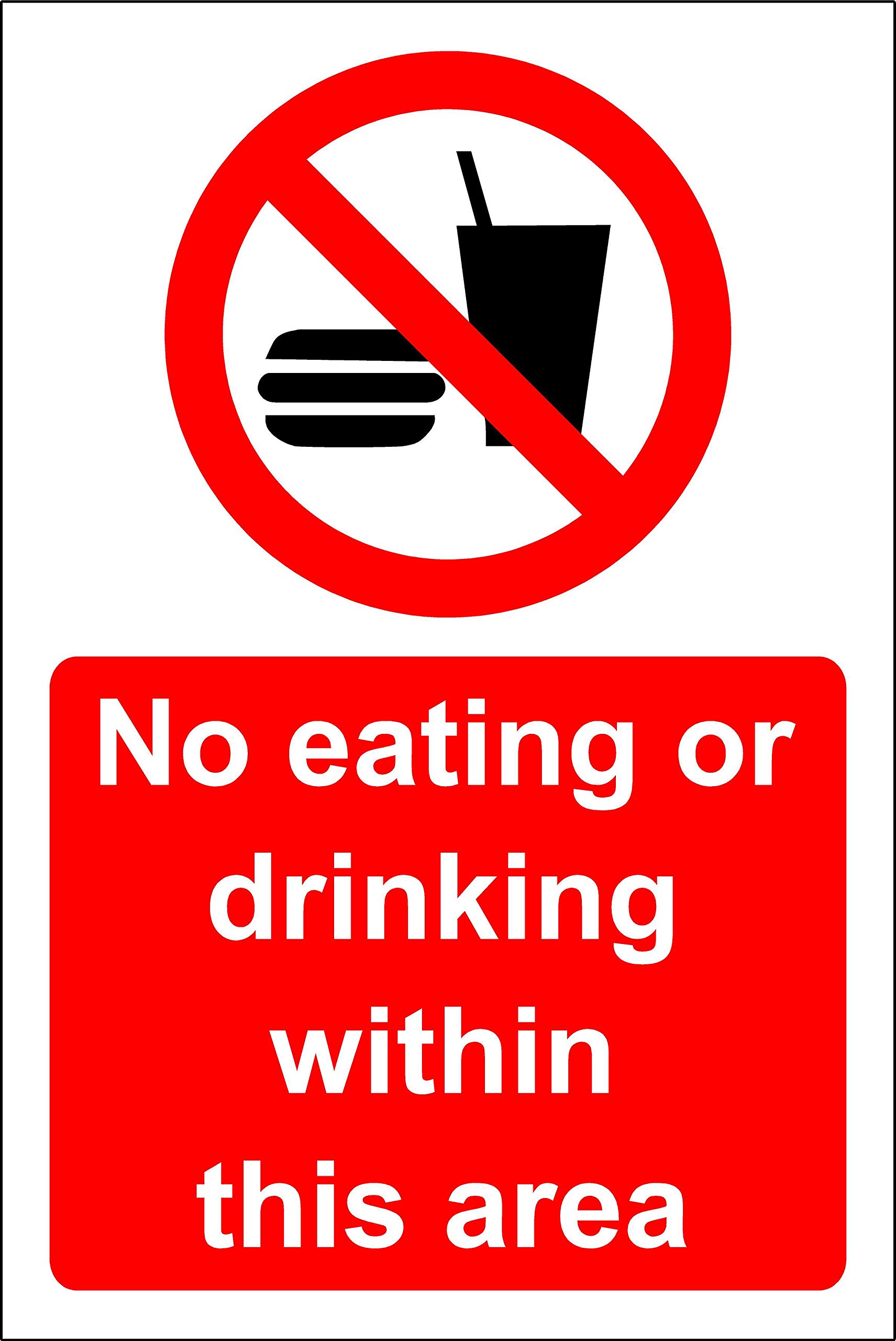 No eating or drinking within this area Safety sign - 3mm Aluminium sign ...