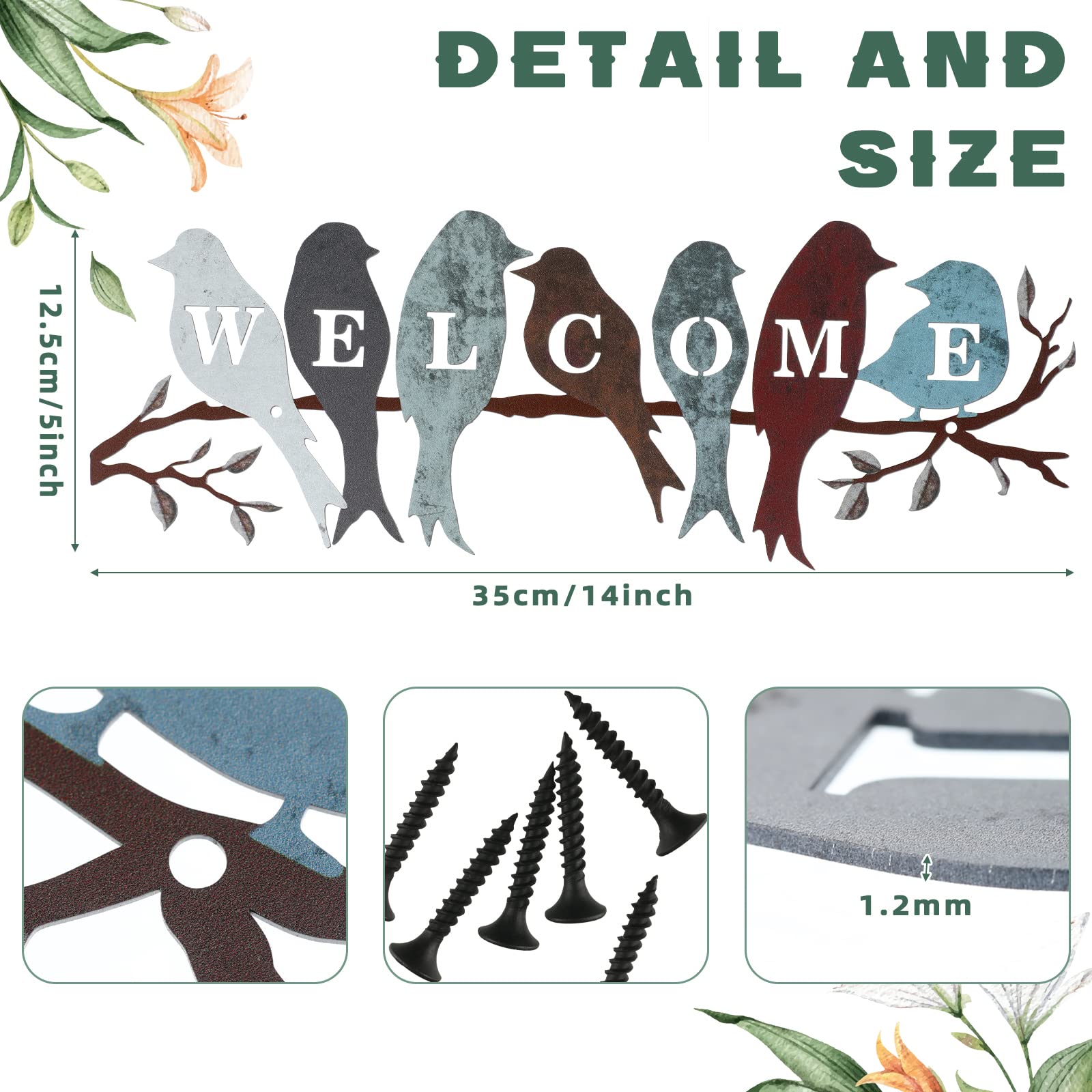 Snapklik.com : Peryiter Bird Wall Art Birds On Branch Welcome Sign ...