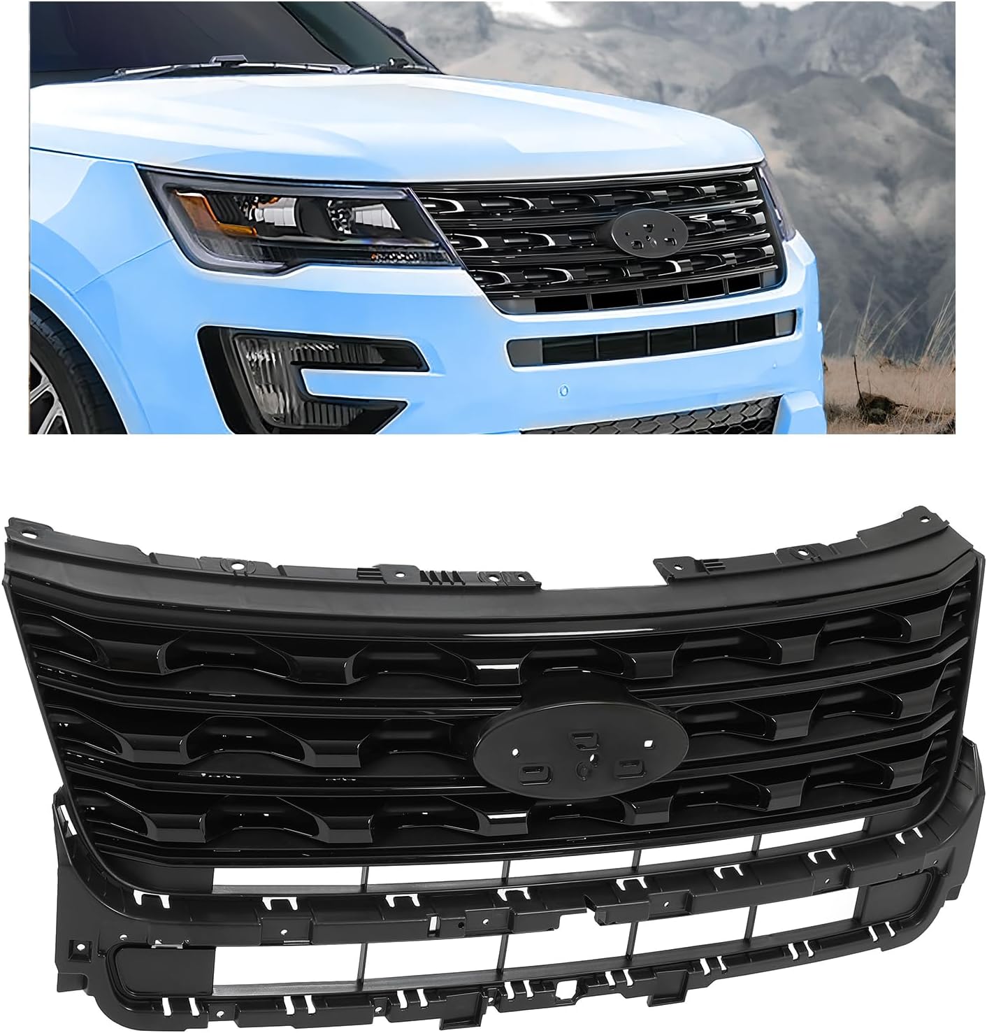 Amazon.com: HECASA Front Upper Grille Compatible with 2016-2017 Ford ...