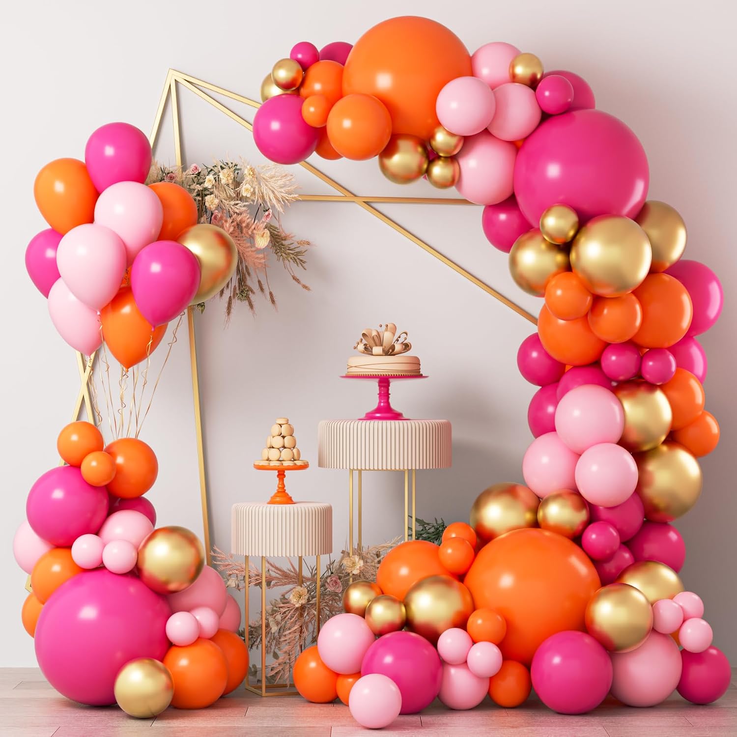 Amazon.com: COKAOBE Pink Orange Balloon Garland Arch Kit, 124pcs Hot ...