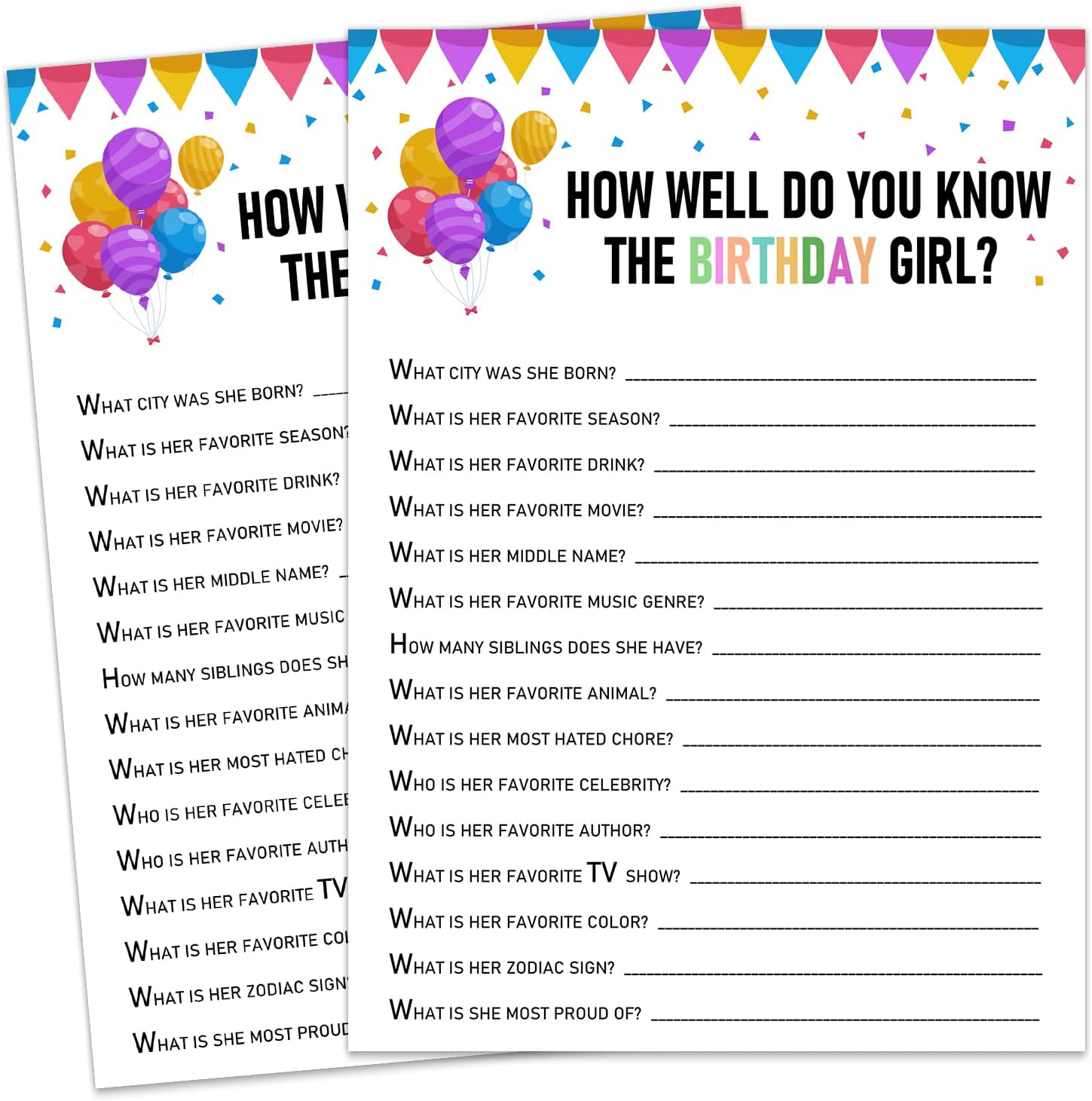 Amazon.com: ALodr How Well Do You Know the Birthday Girl - Birthday ...