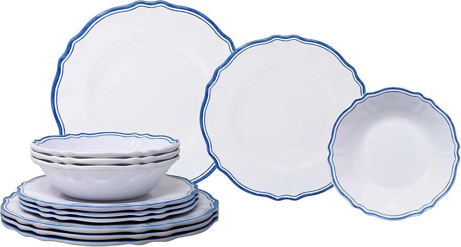 Amazon.com | Le Cadeaux 12 Piece Luxury Melamine Dinnerware Set ...