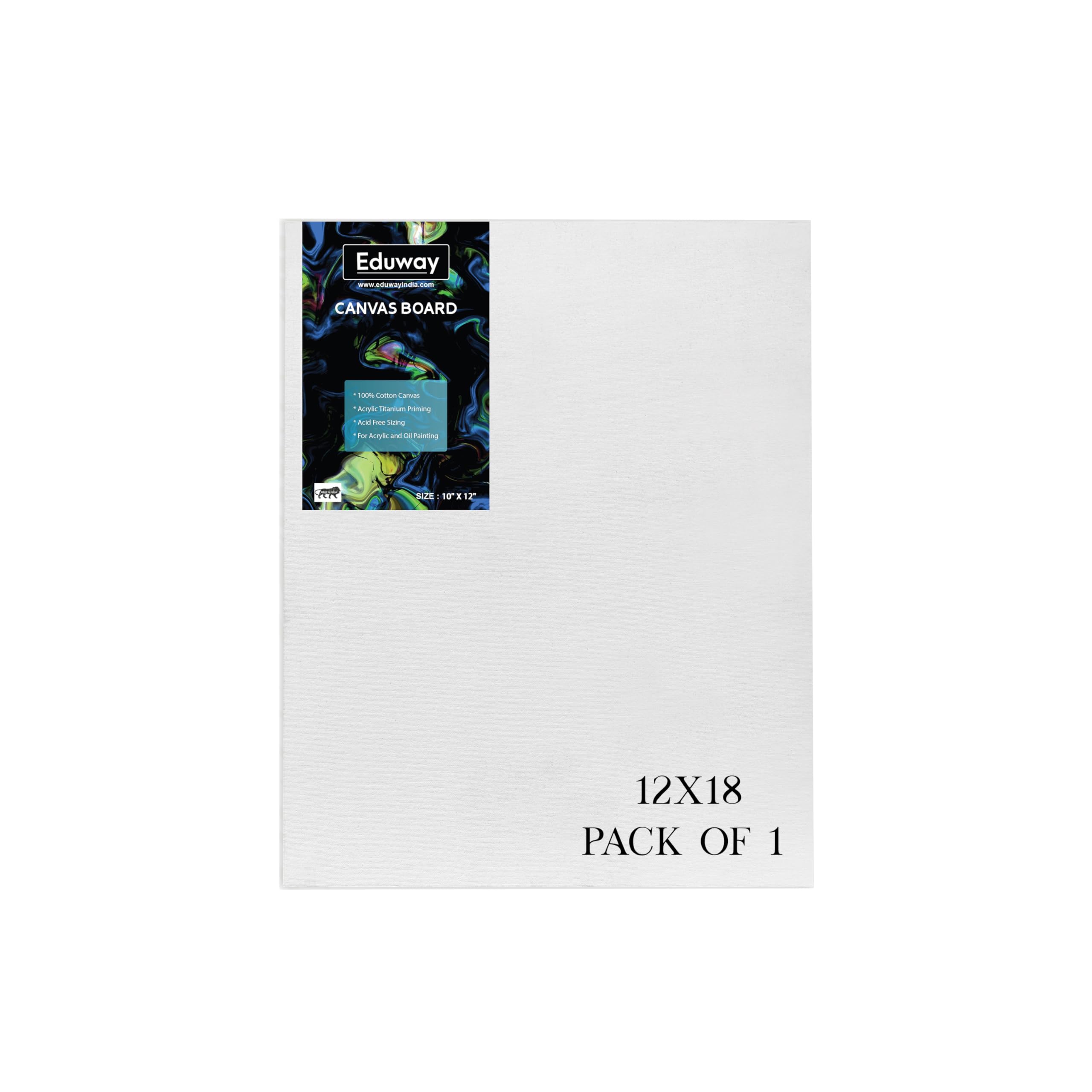 Eduway® Canvas Board for Painting- (12x18) | Premium Quality 7Oz Pre ...