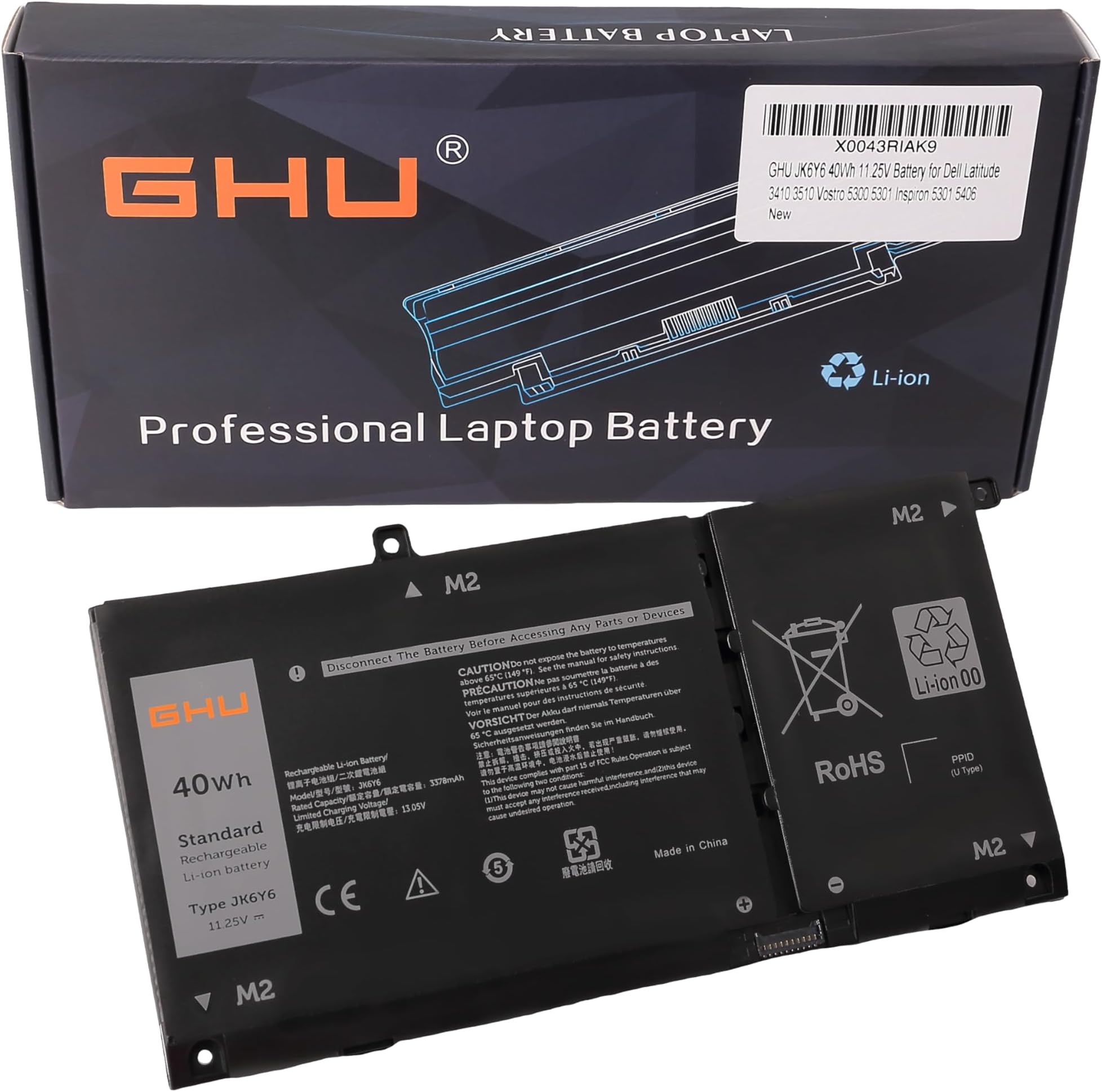 Amazon.com: GHU JK6Y6 40Wh 11.25V Battery for Dell Latitude 3410 3510 ...