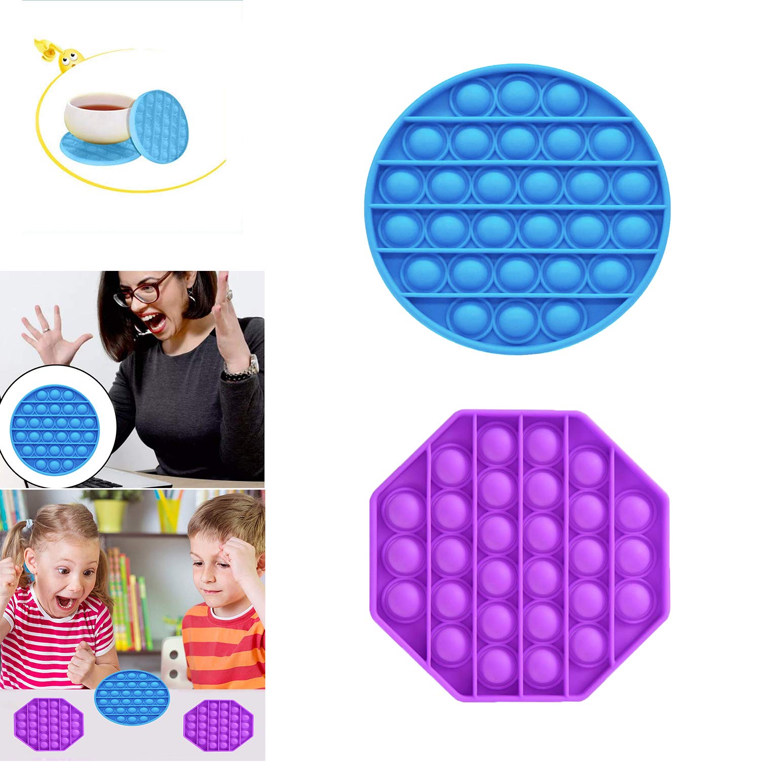 Buy (57 Pcs) Fidget Poppers Popit Toy Pack Push Pop Bubble Popping Set ...