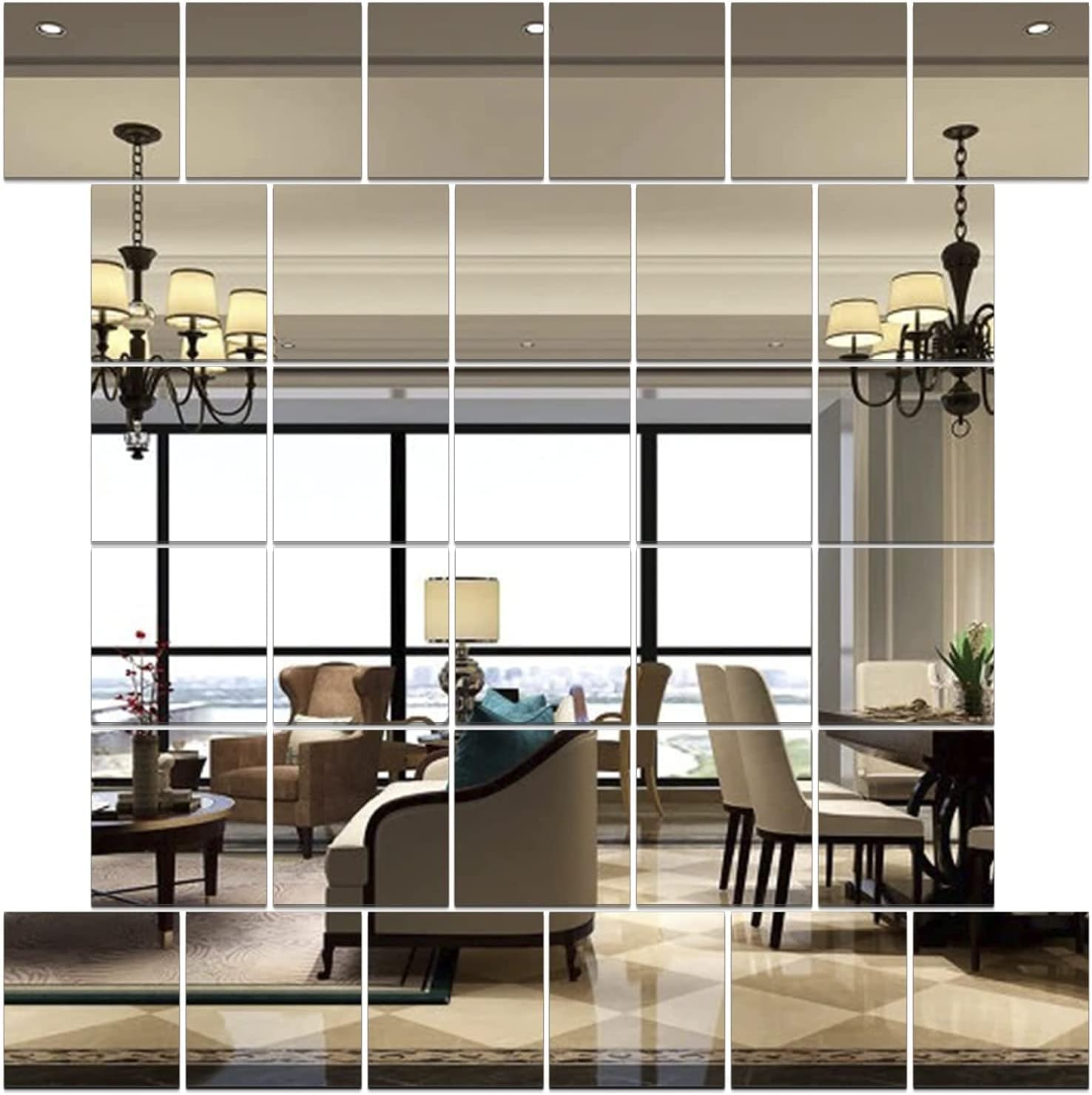 Amazon.com: 64PCS 1MM Thick 6x6 Inch Flexible Acrylic Mirror Tiles ...