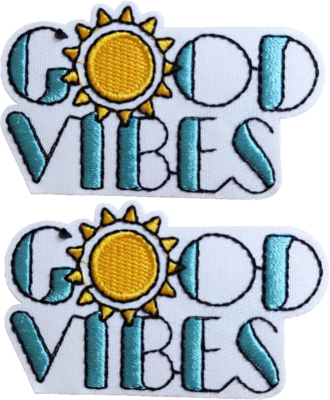 Amazon.com: Good Vibes Patch Iron On/Sew On, 3 in - Fully Embroidered ...