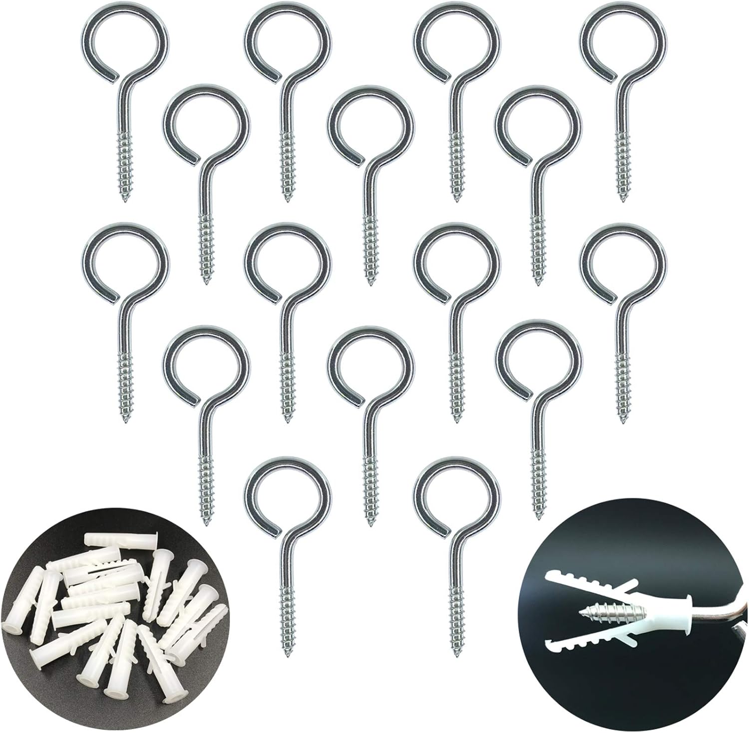 Amazon.com: HEVERP 16Pcs 1 x 2.5 Inches Stainless Steel Screw Eyes ...