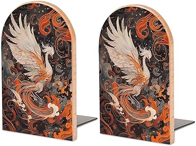 Amazon.com: 2 PCS Wood Book Ends,A Dragon Wings Old Iron Bookends for ...