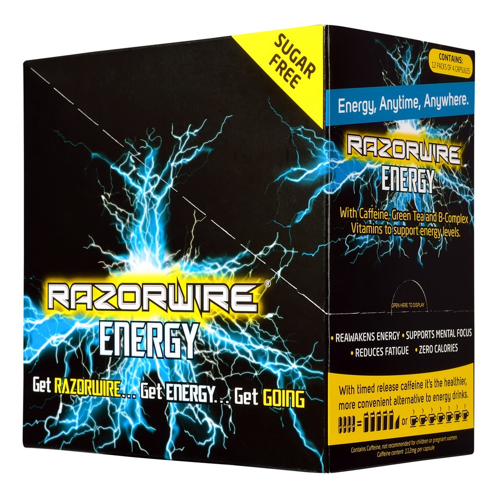 Buy Razorwire Energy 12 x 4 s A y Alternative to Energy Drinks Energy ...