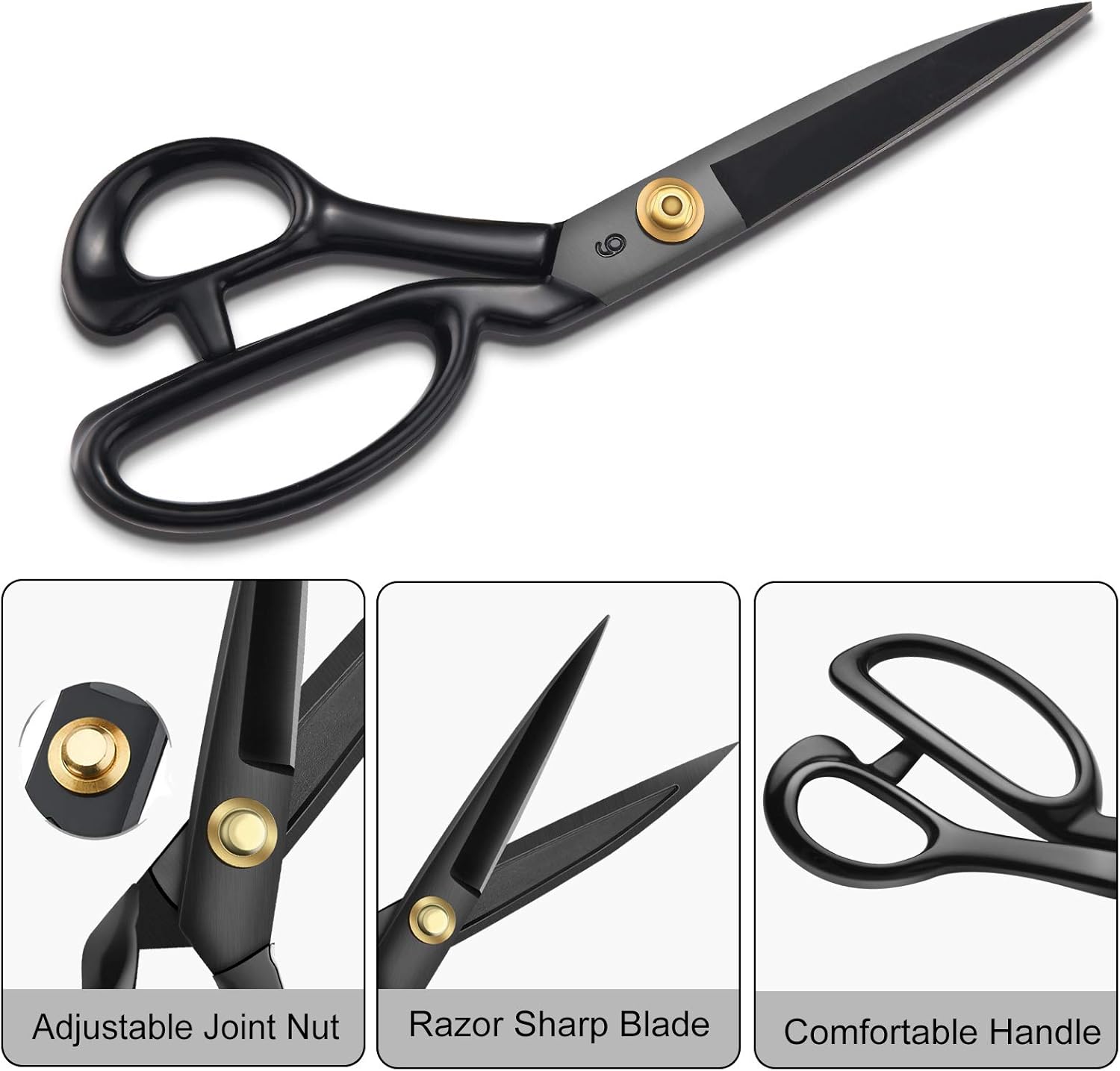 Professional Sewing Scissors Set-9in Heavy Duty Scissors, Tape Measure ...