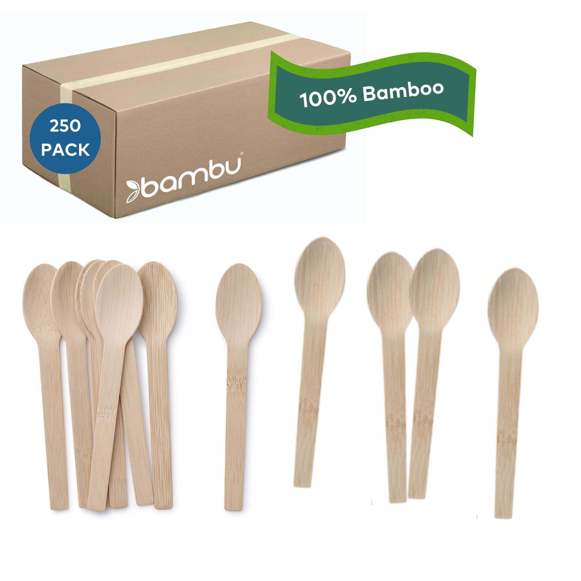Amazon.com: Bambu Pack of 250 - Bamboo Spoons Disposable Set ...