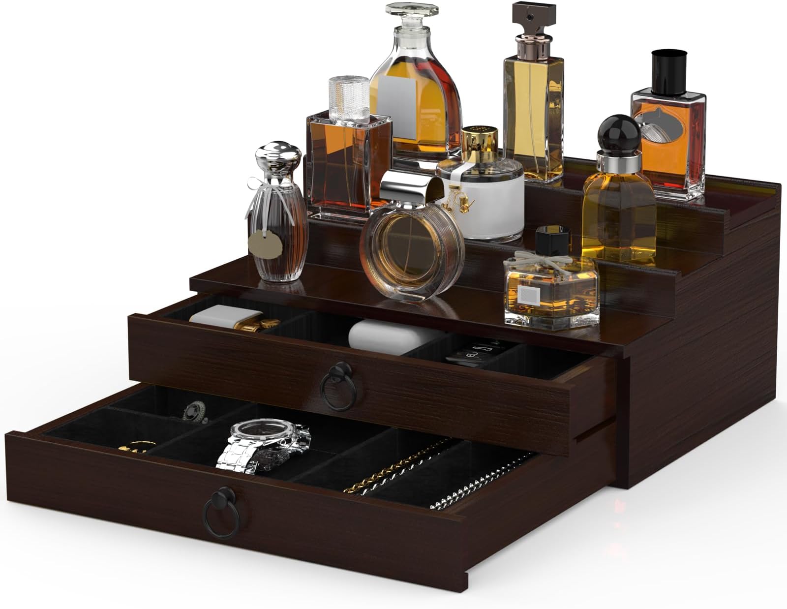 Amazon.com: HOTCAN Wooden Cologne Organizer for Men – 3-Tier Perfume ...