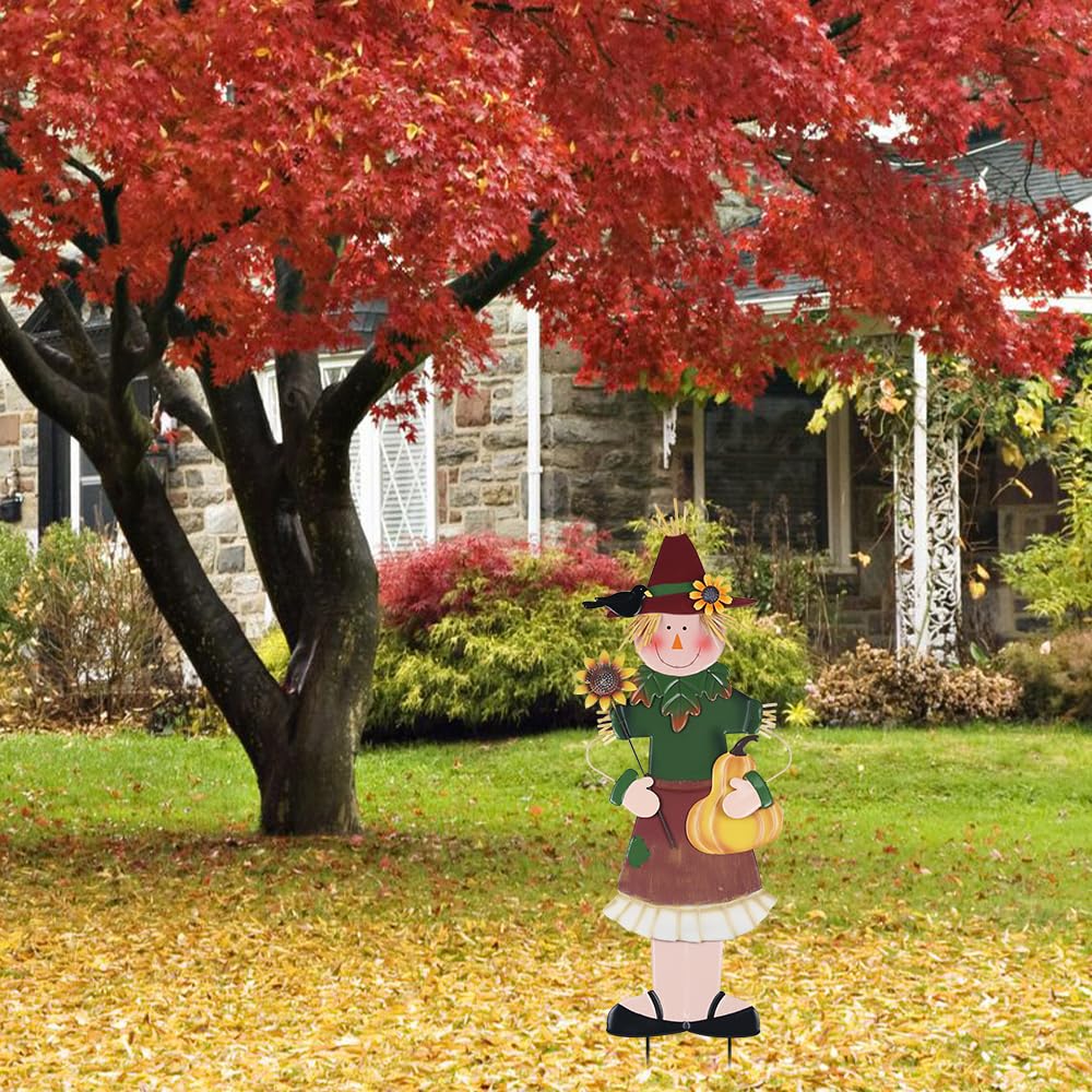 Snapklik.com : YEAHOME Outdoor Fall Decor, Metal Girl Scarecrow Garden ...