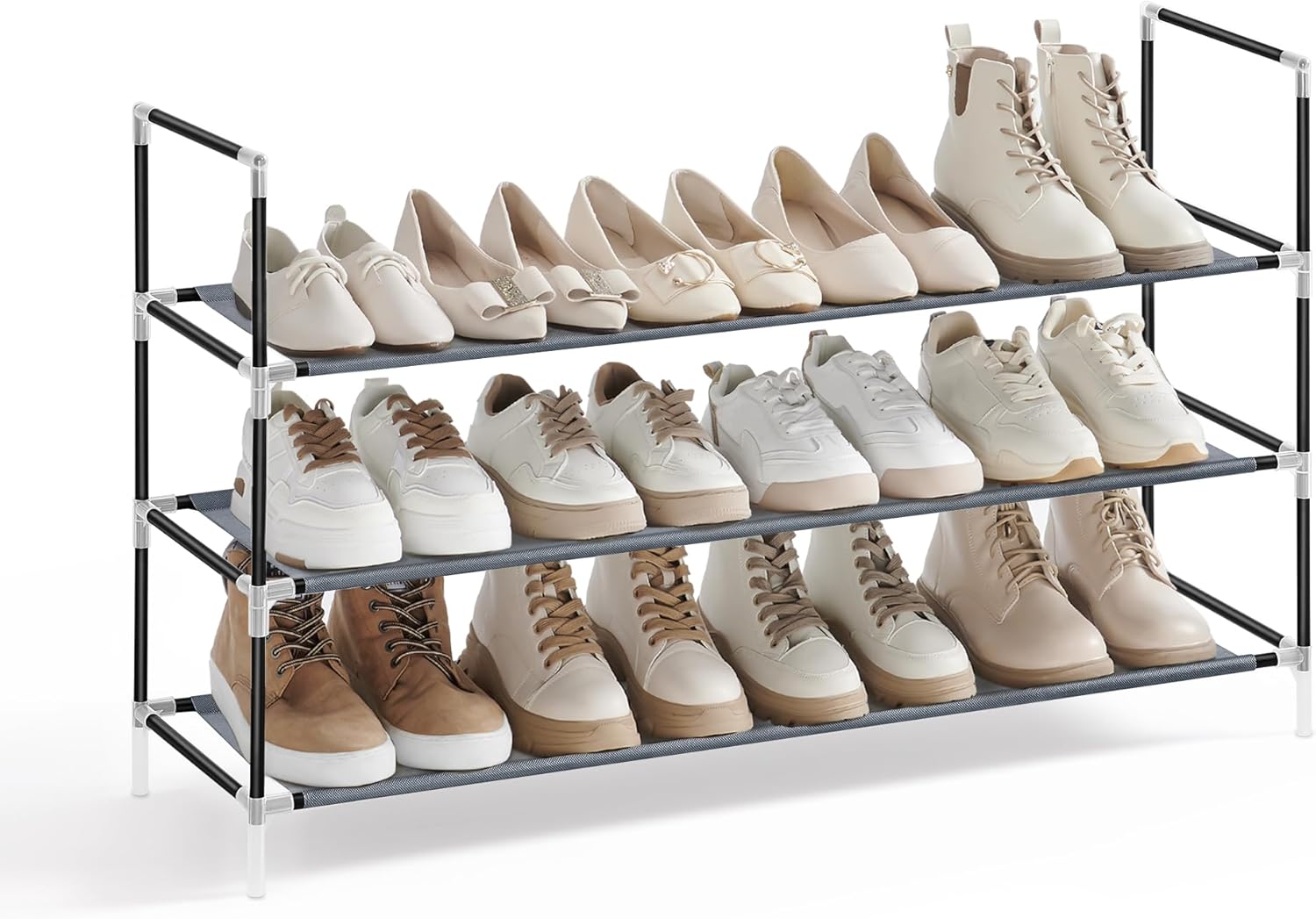 Amazon.com: SONGMICS 3-Tier Shoe Rack, Shoe Storage for Hallway Closet ...