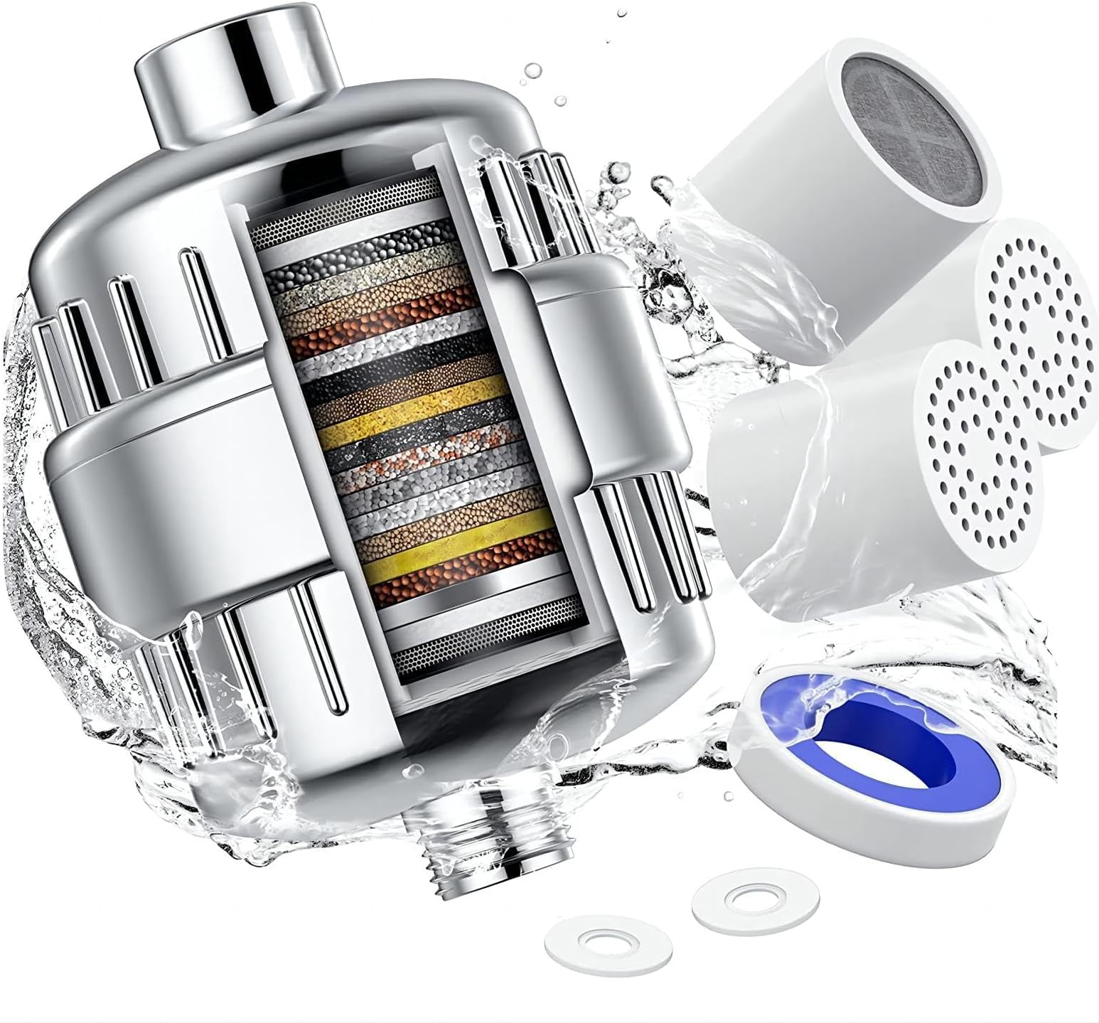 SNORF Filtro de Agua para Regadera - 17 Etapas Filtro para Regadera ...