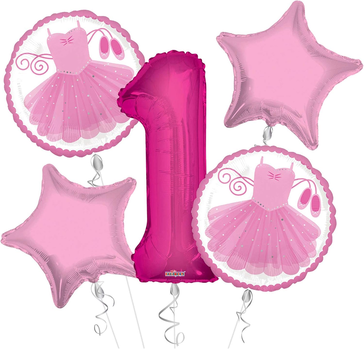 Amazon.com: Ballerina Tutu Happy Birthday Balloon Bouquet 5 pc, 1st ...