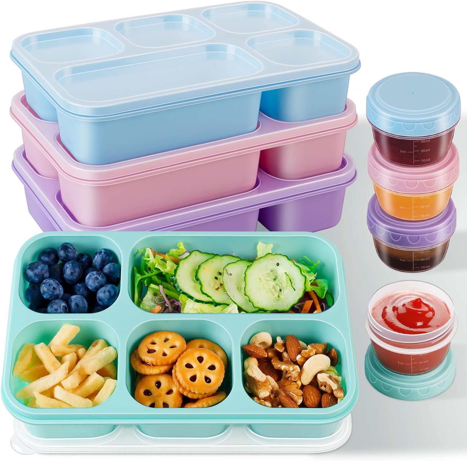 Amazon.com: Mosville® Bento Snack Box Container, 4 Pack Compartment ...