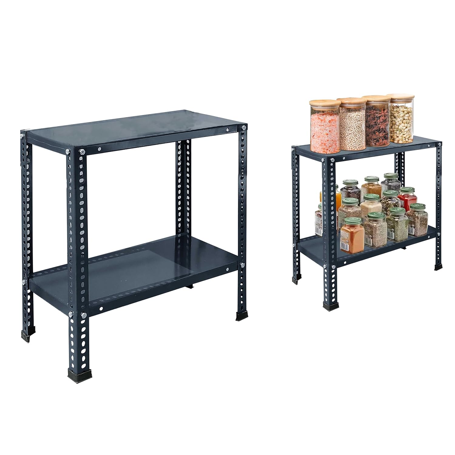 Pure Source India Iron Matte Finish Adjustable Shelving Unit Storage ...
