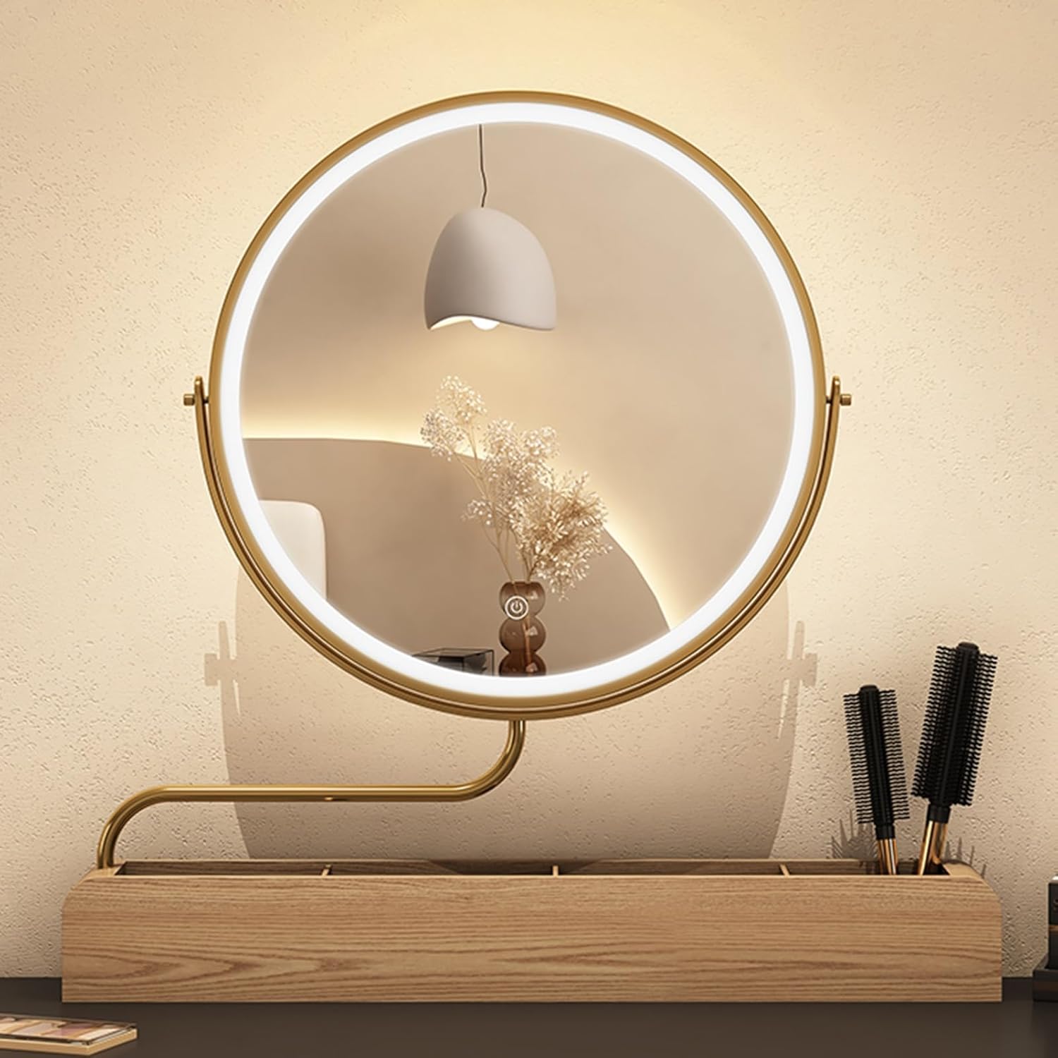 Amazon.com: Jcgly 40cm LED Dressing Table Mirror with Organiser, 360 ...