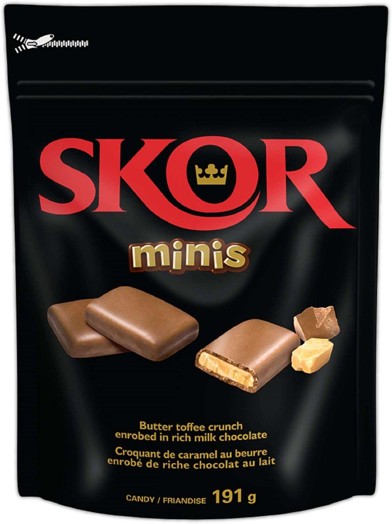 Amazon.com : SKOR Chocolate Candy Bars with Buttered Toffee, Minis, 191 ...