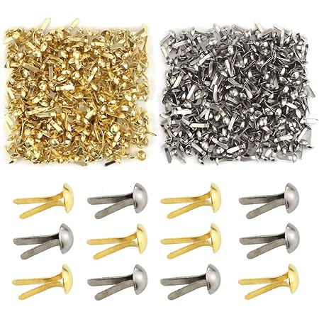 Amazon.com : 500 Pieces Mini Metal Brads for Crafts, Split Pin Brass Paper Fasteners for ...