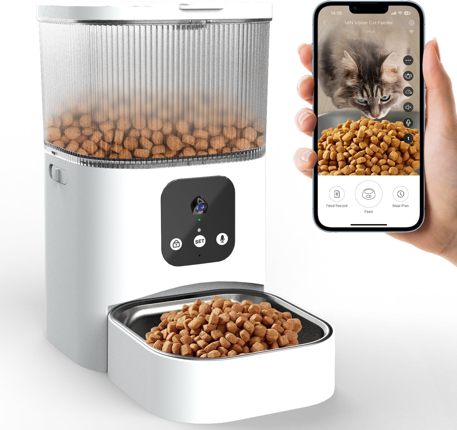 Amazon.com : Abdtech Automatic Cat Food Feeder: Pet Food Dispenser - Cat Food Bowl - 3L ...