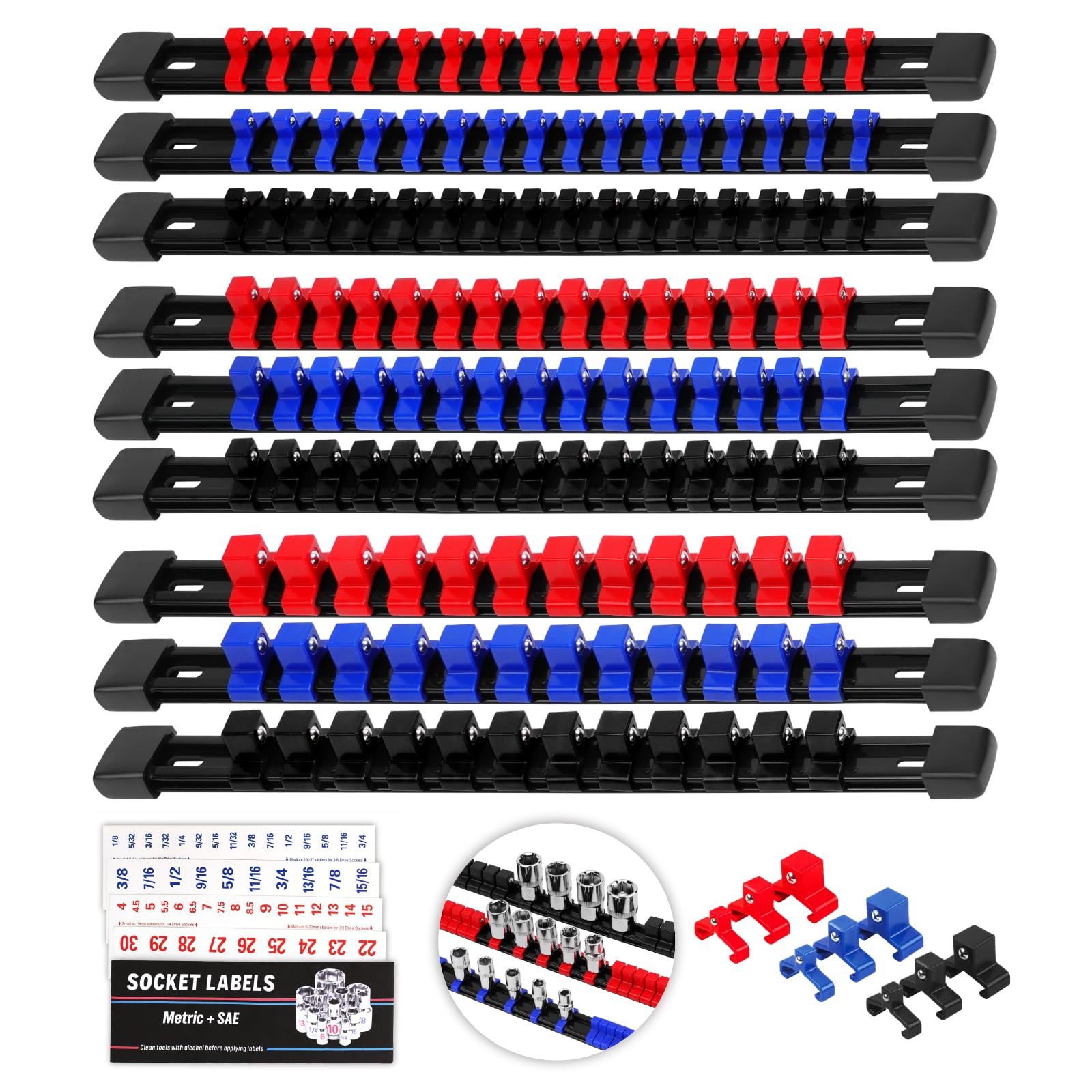 Amazon.com: Socket Organizer Holder Tool Box: 9-Piece Socket Holders 1/ ...