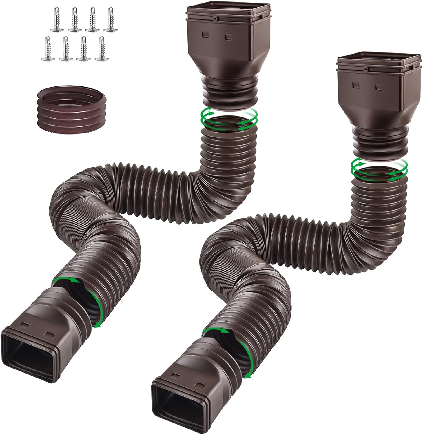 Gutter Downspout Extensions, 2 Pack Flexible Rain Gutter Downspout ...