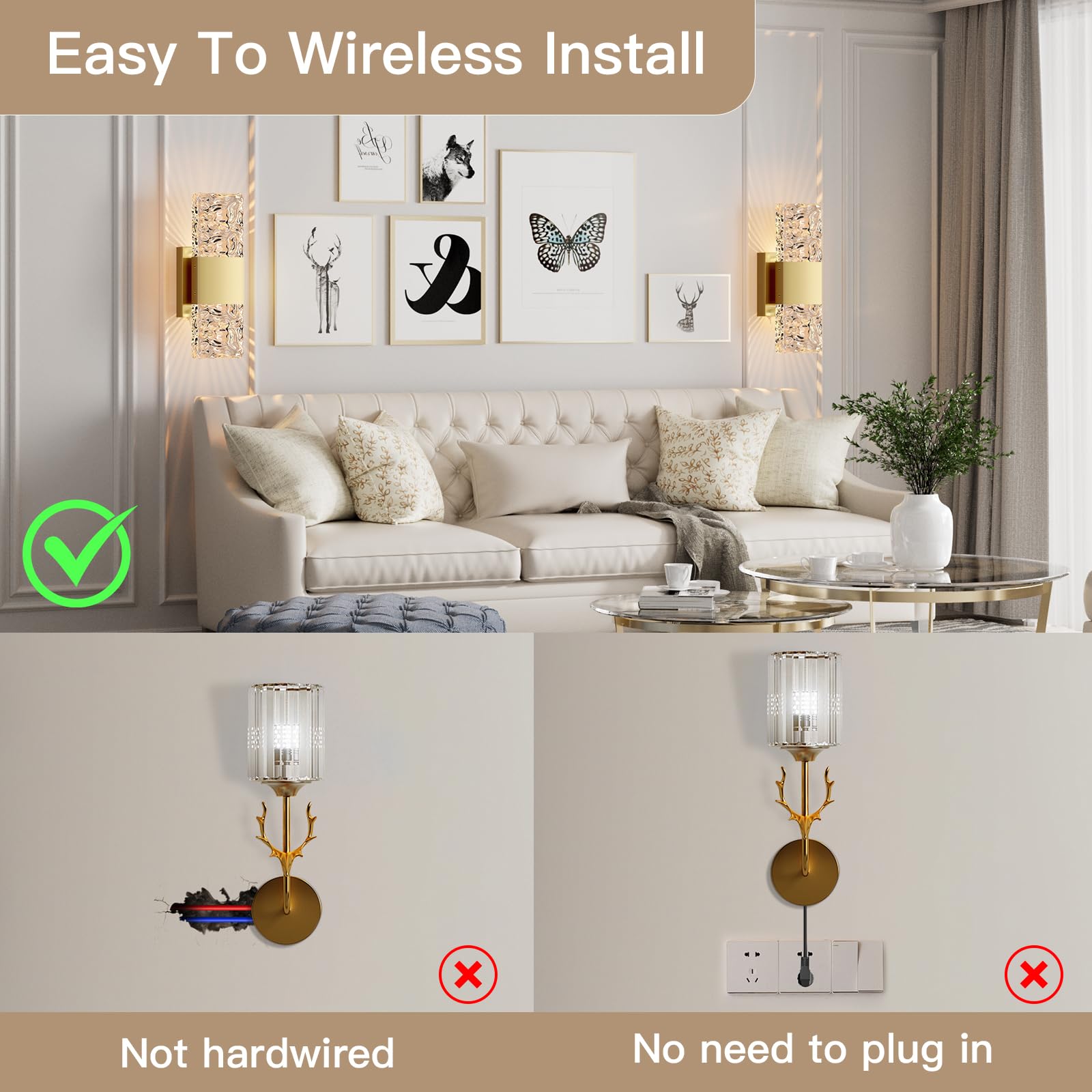 Snapklik.com : Camuucci Battery Operated Wall Sconce Rechargeable ...