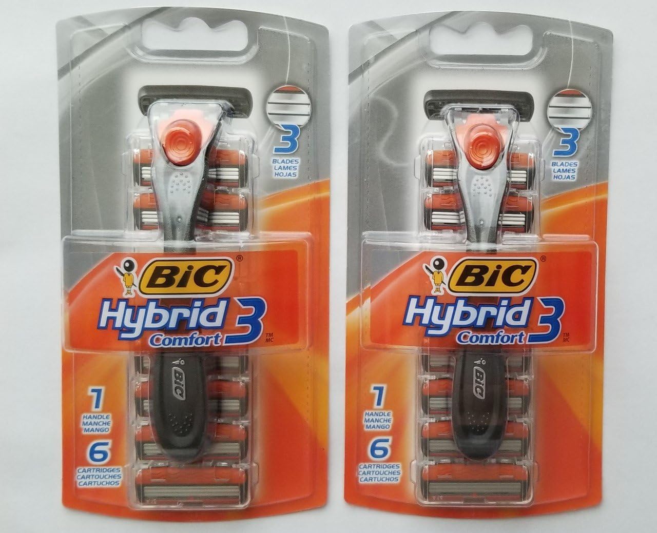 BIC Hybrid 3 Comfort Men's Disposable Razor, 1 Handle 6 Cartridges (2 ...
